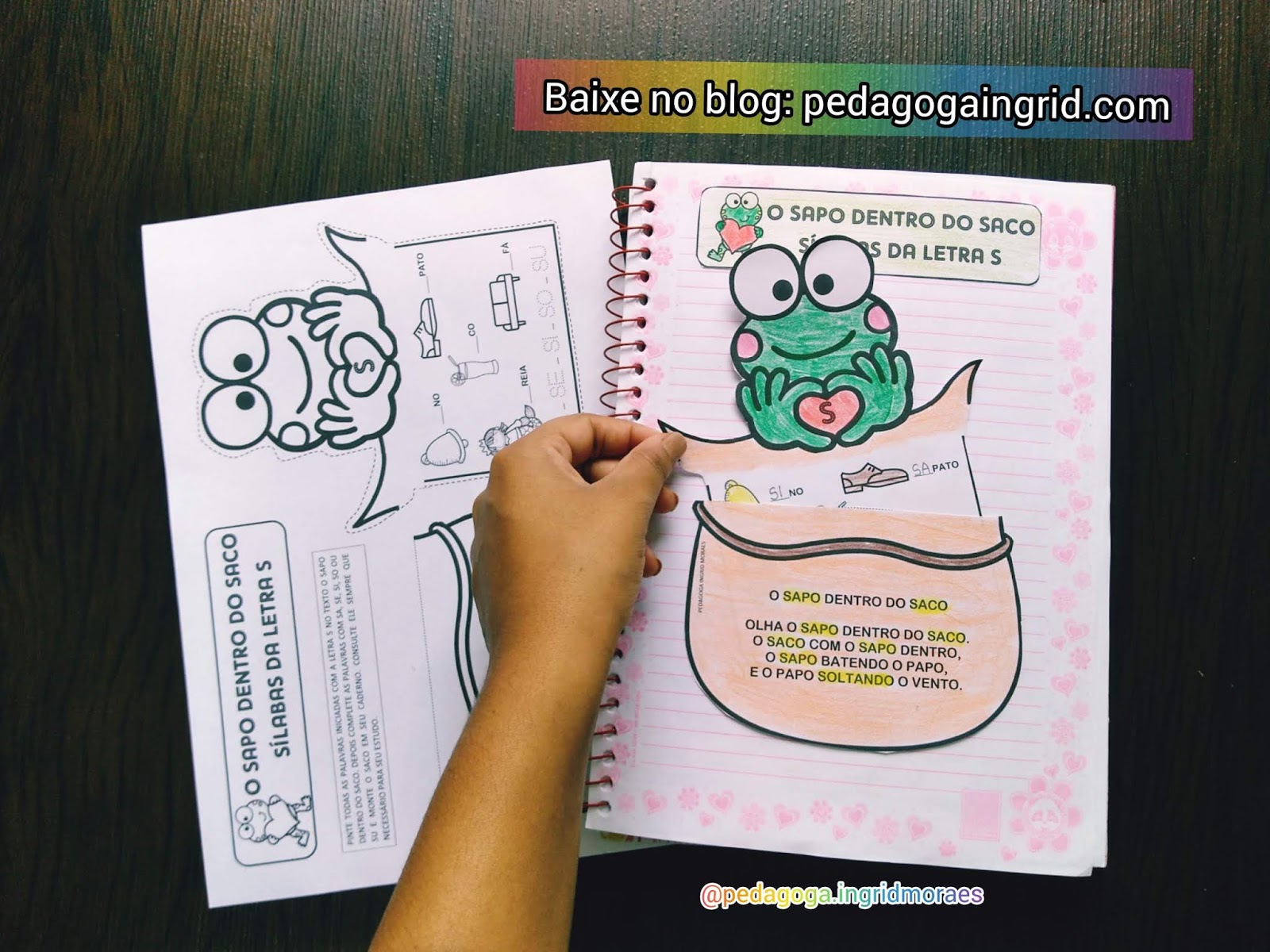 ATIVIDADE DE ALFABETIZAÇÃO: O SAPO DENTRO DO SACO SÍLABAS DA LETRA S