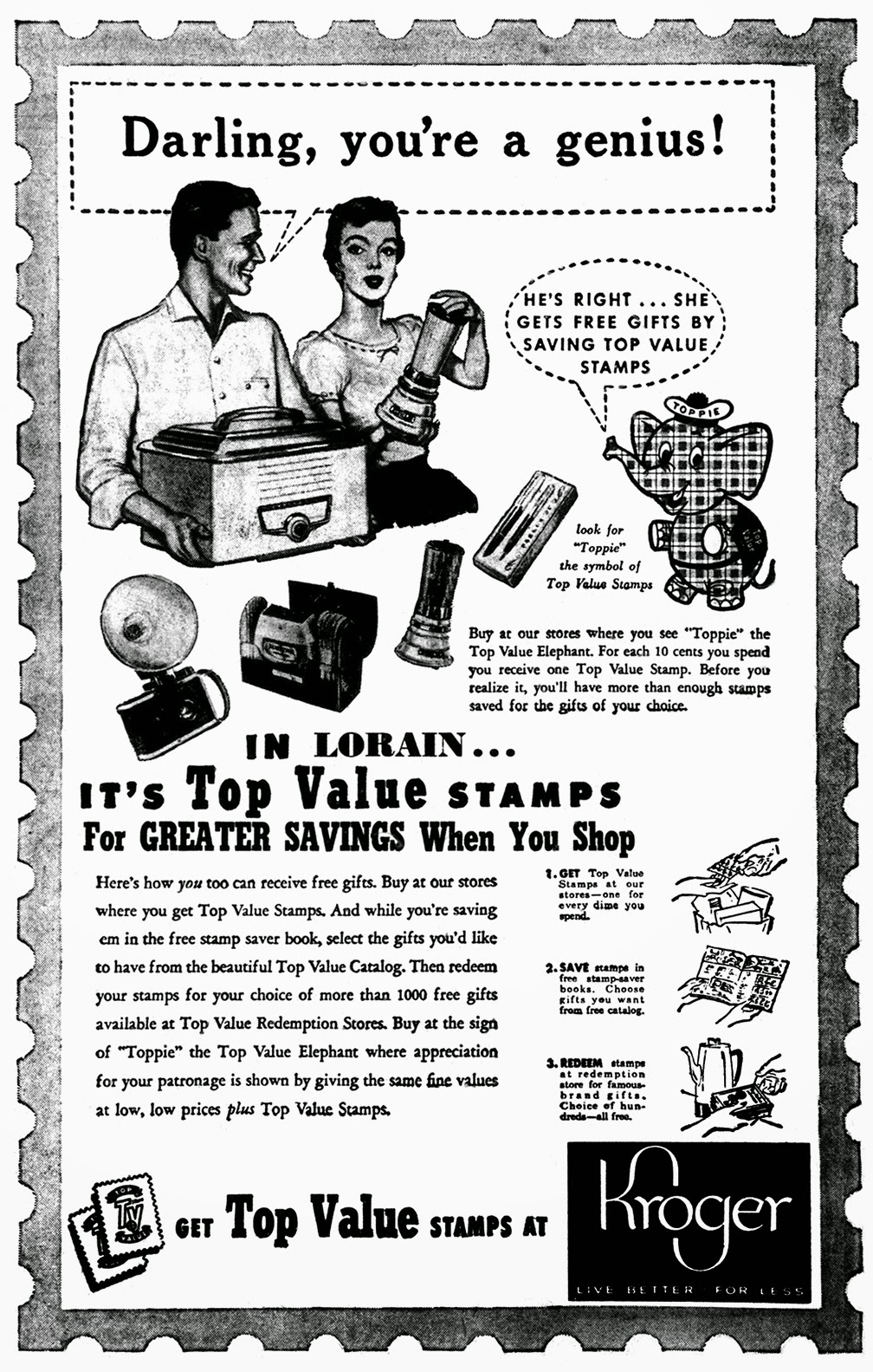 Bradys Bunch Of Lorain County Nostalgia Top Value Stamps Ad March 27 1957