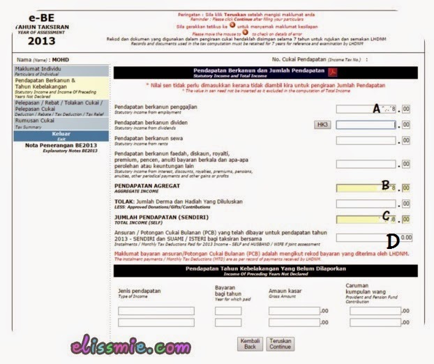 Panduan Mengisi Borang Cukai Pendapatan e-BE for dummies | Programmer ...