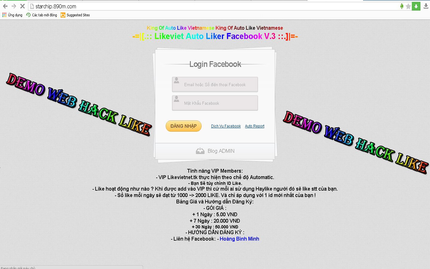 Share Code tạo Fake Web Hack Like để Hack Facebook - ­Blog Star Chíp