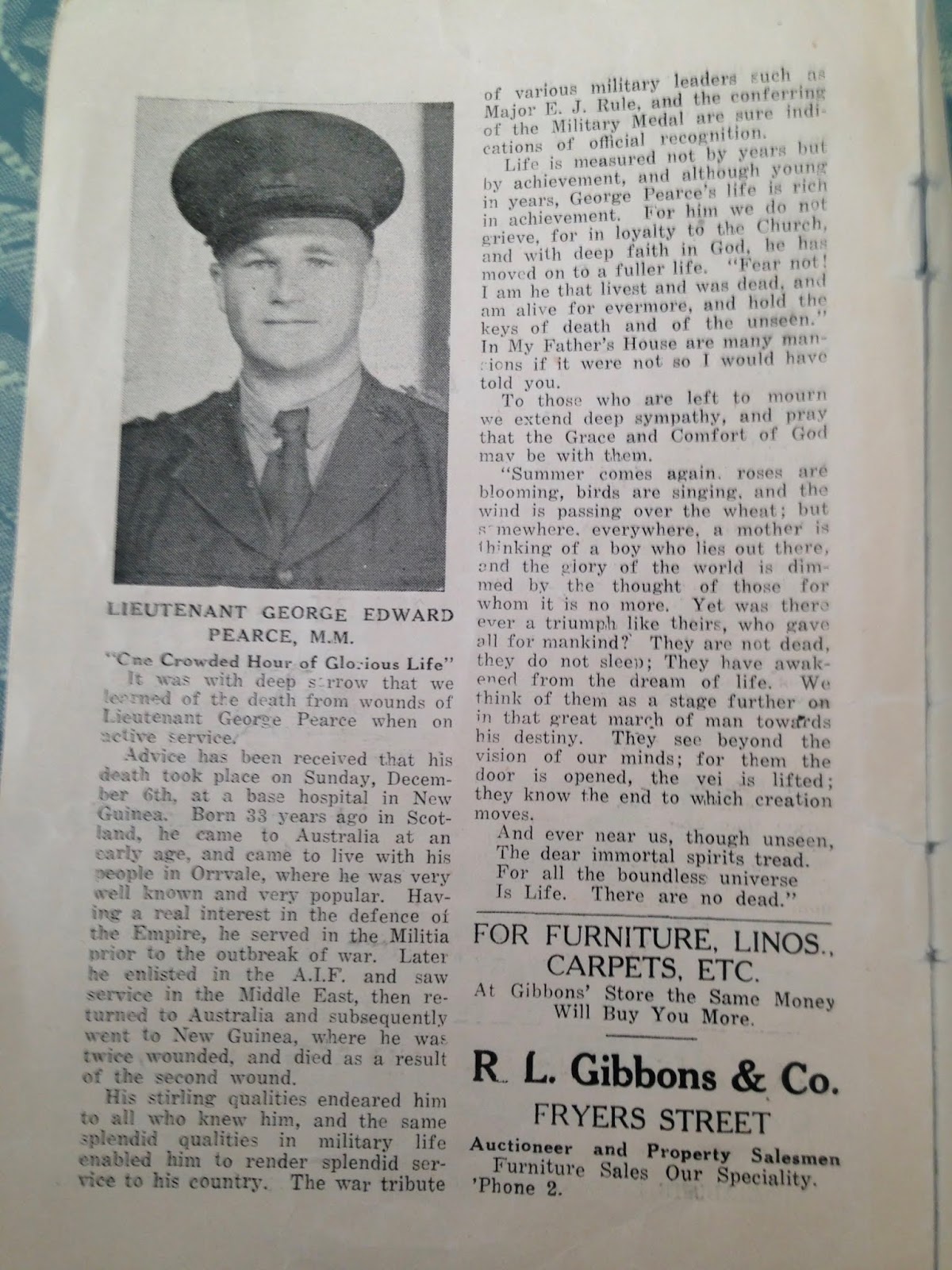 family tapestry: George Edward Pearce. 1909 - 1942. Uncle George R.I.P.