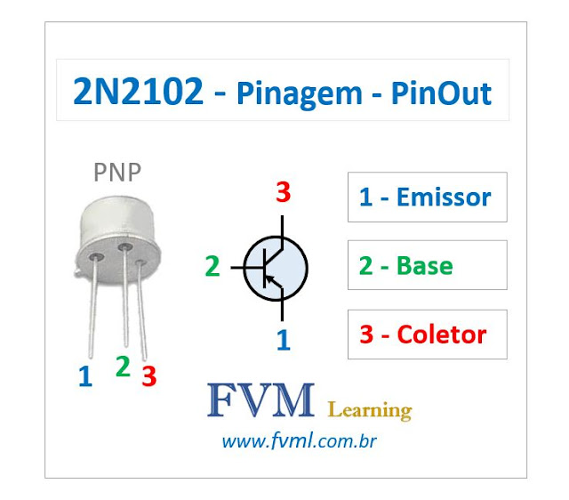 Pinagem - Pinout - Transistor - PNP - 2N2102 - Características - FVML