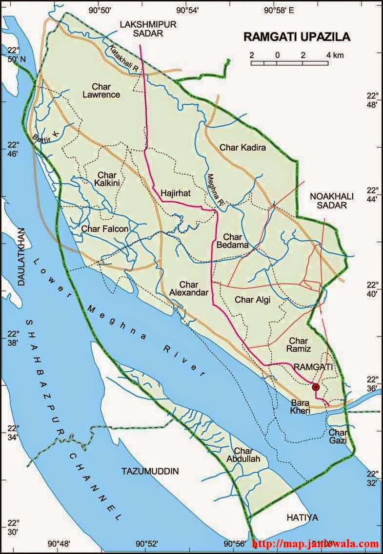 Ramgati Upazila Map, Lakshmipur District, Bangladesh