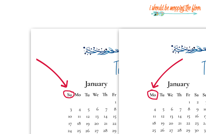Free Printable At A Glance Calendar | i should be mopping the floor