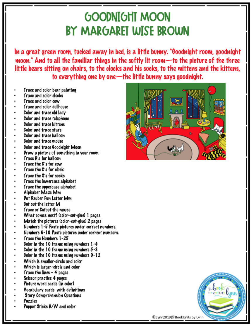 GOODNIGHT MOON BOOK UNIT ~ Book Units by Lynn