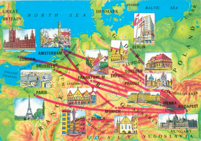 The Timetablist: Malev Hungarian Airlines: European Routes, c.1974