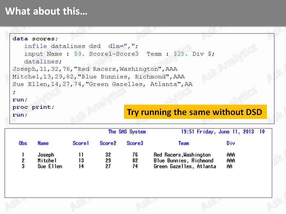 Ask Analytics: Base SAS - Importing Data into SAS