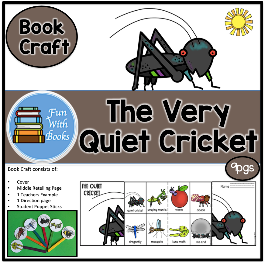 THE VERY QUIET CRICKET BOOK CRAFT AND PUPPET STICKS ~ Book Units by Lynn