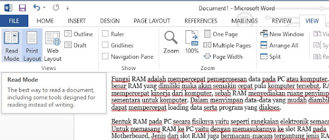 Cara Menggunakan Read Mode Di Word 2013 - Tutorial Word, Excel ...