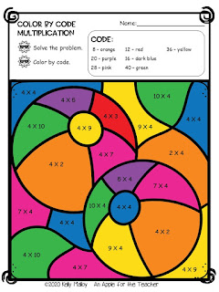 An Apple For The Teacher: Summer Color By Number