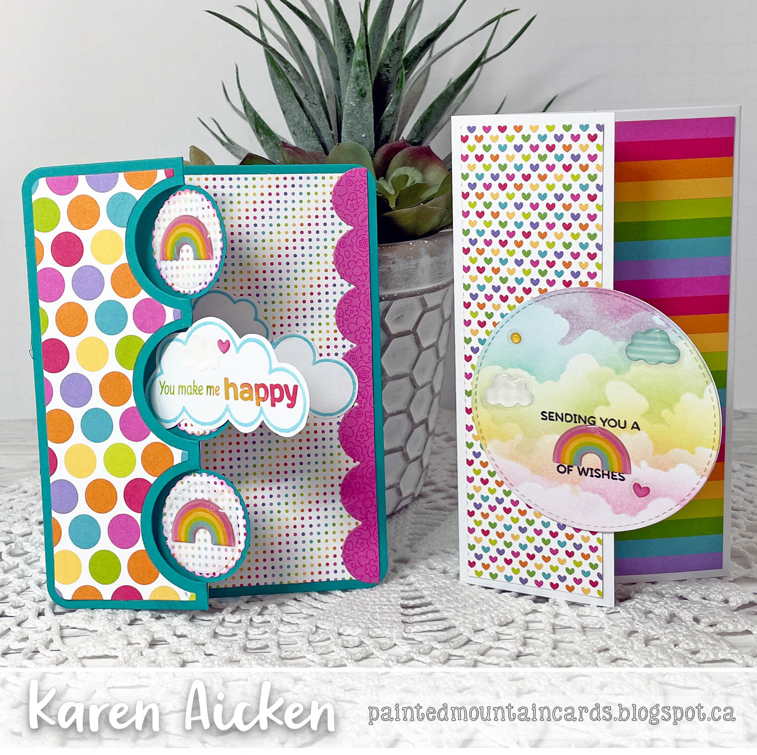 Painted Mountain Cards: Two cards with "Rainbow Is My Favorite Color ...