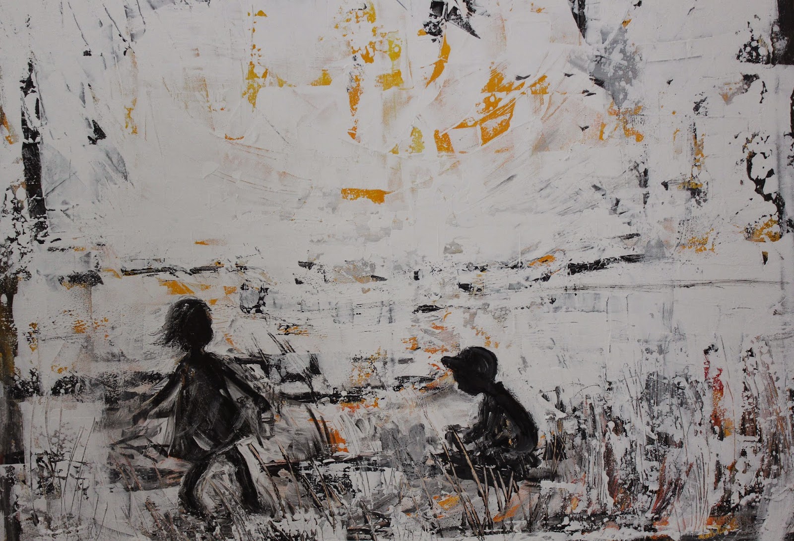 Lapsia ja enkeleitä -näyttely Seinäjoen kirjastossa - Keltainen keinutuoli