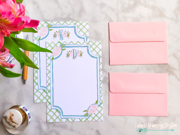 Free Printable Monogrammed Stationery | i should be mopping the floor