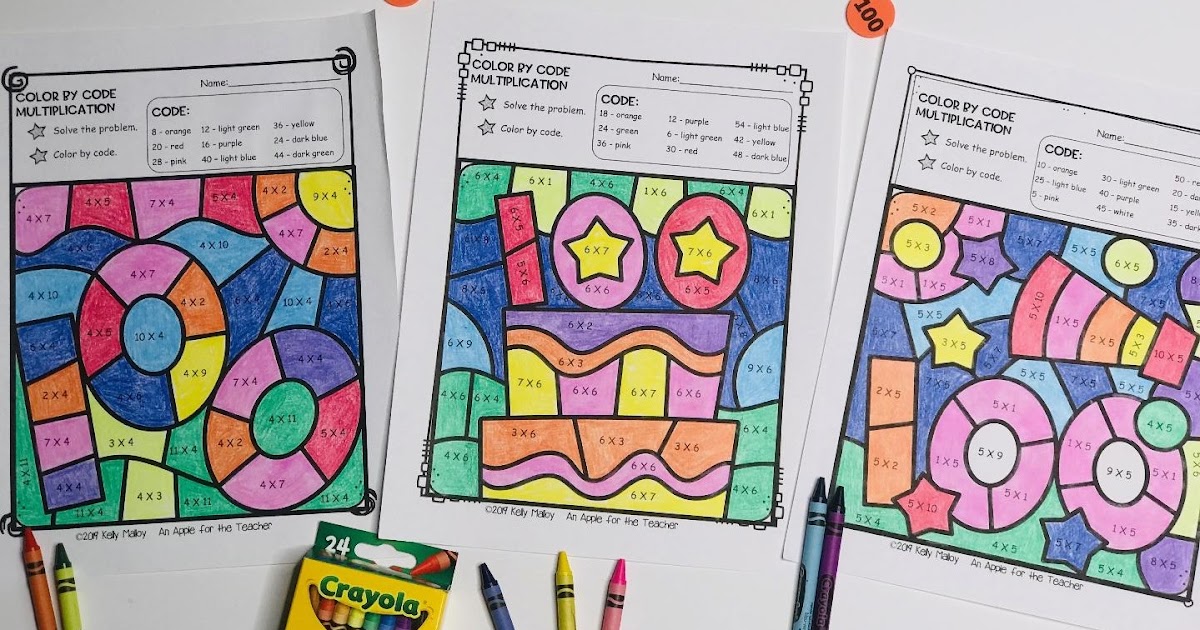 An Apple For The Teacher: 100th Day of School Color By Number