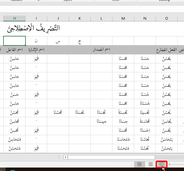 Tabel Tashrif Ishtilahi Lengkap Format Excel XLSX - Ardi Santri