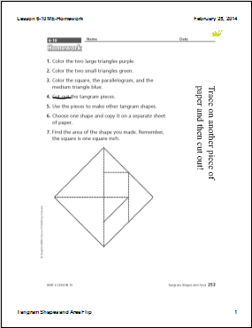 Mr. Fisher Flip's 3rd Grade: Lesson 6-10 - Tangram Shapes and Area