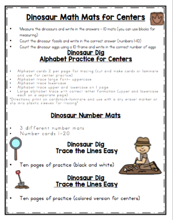 Dinosaur Bundle includes 5 Printable's ~ Preschool Printables