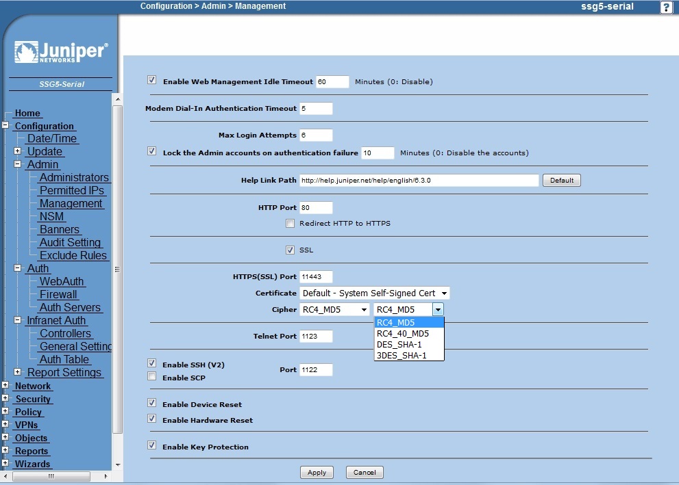 JUNIPER SSG5/SSG20 初始化設定