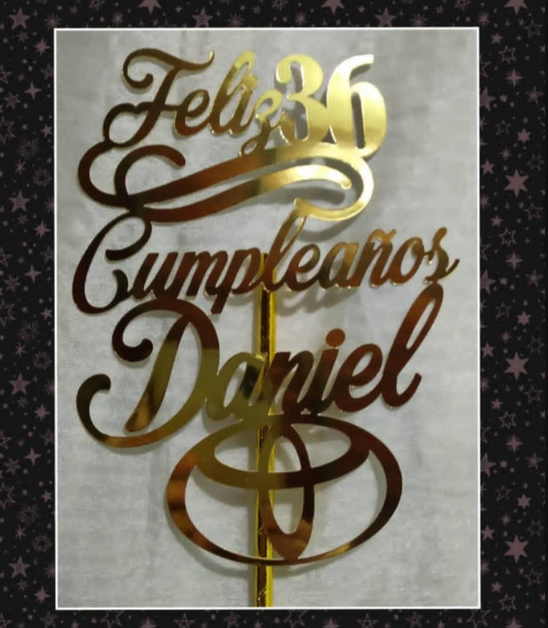 Topper Metalizado Feliz Cumpleaños Daniel 36 - Mis Toppers Tus Toppers