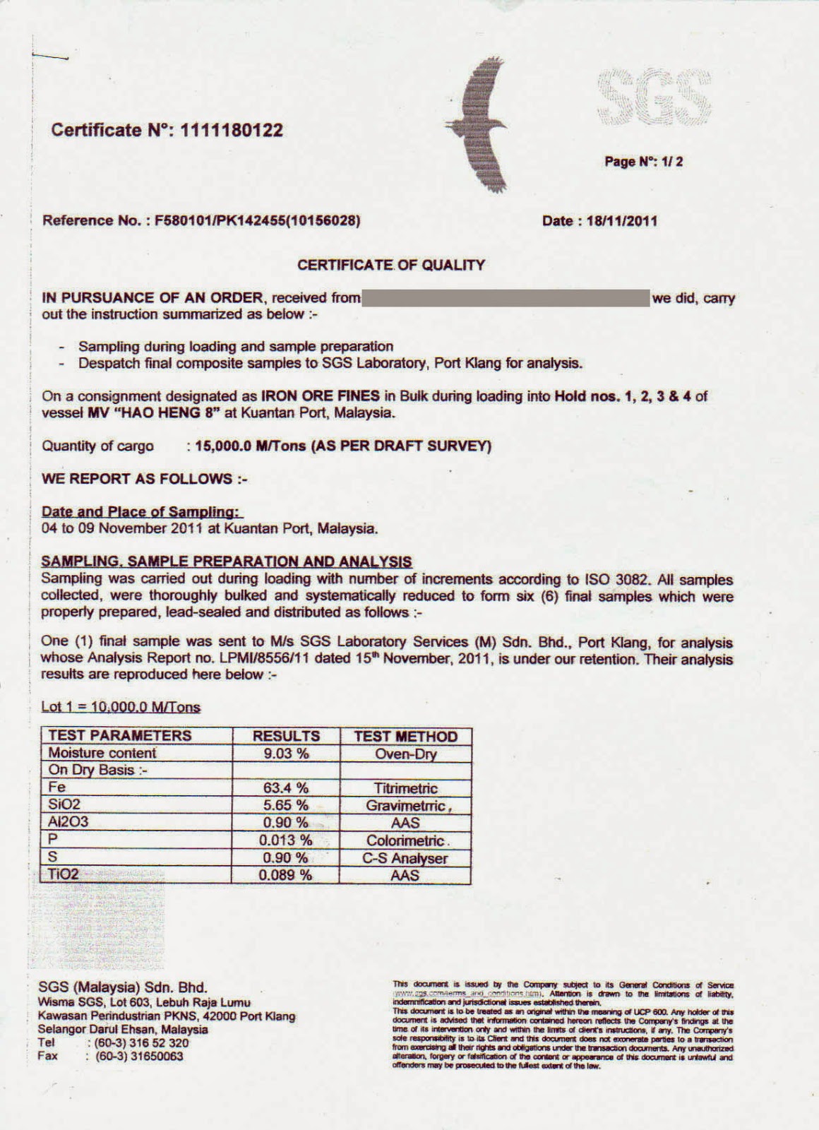 RATYH GLOBAL: SGS- DOCUMENTS