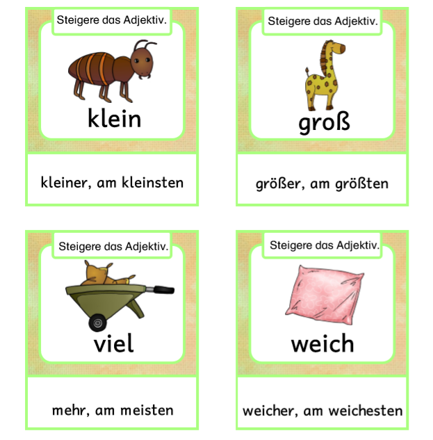 ABC-Katze: Steckleistenmaterial: Adjektive steigern