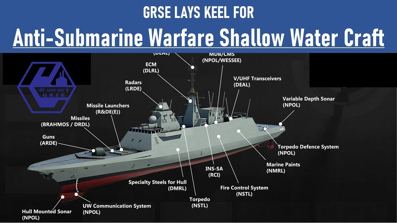 GRSE lays keel for Indian Navy’s 1st Anti-Submarine Warfare Shallow ...