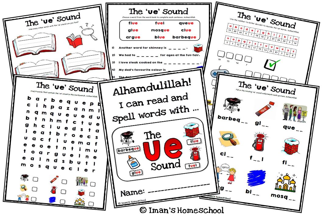 Iman's Homeschool ~ The Curriculum: The ue sound ~ Worksheets