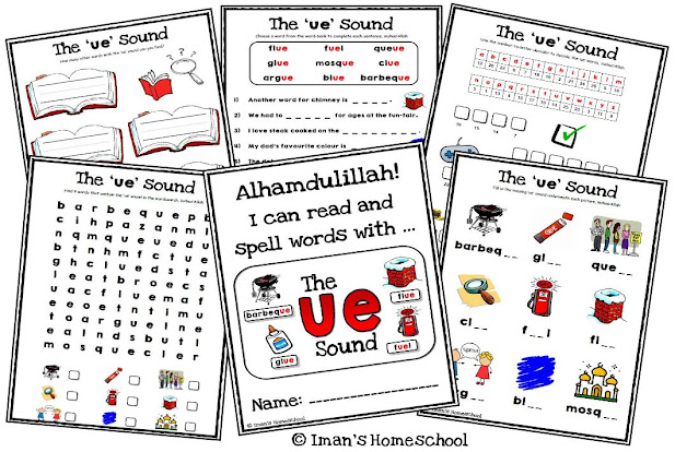 Iman's Homeschool ~ The Curriculum: The ue sound ~ Worksheets