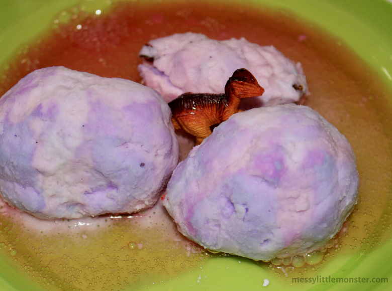 Hatching Fizzy Dinosaur Eggs Science Activity - Messy Little Monster