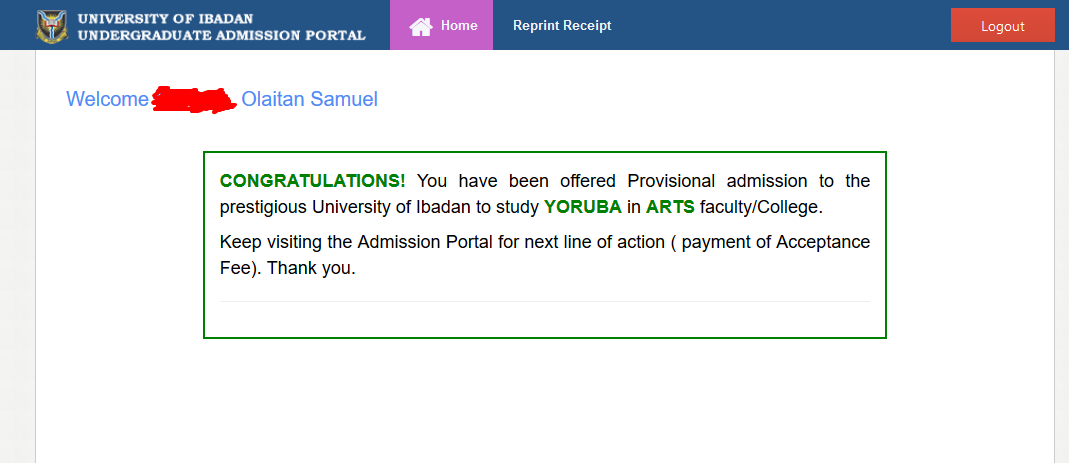 UI Provisional Admission List 2022/2023 [ALL BATCHES]