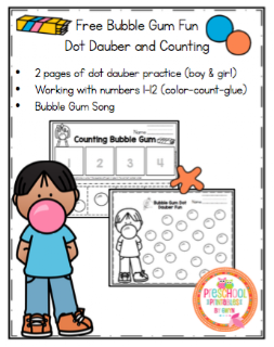 Free Bubble Gum Fun ~ Preschool Printables
