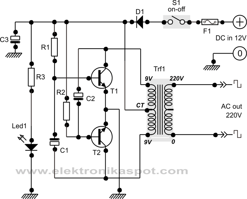 Membuat Inverter 2 Transistor | Elektronika Spot