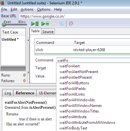 WaitFor Commands for AJAX application in selenium ide | Selenium ...