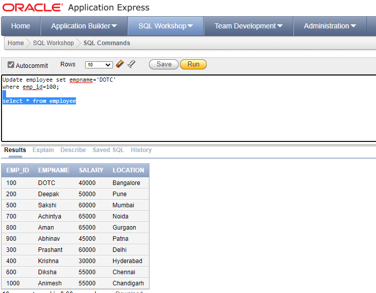 Basic SQL Commands in Oracle Database #Diksha Oracle Training Centre