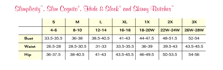 Size Chart | SPANX || ASSETS || LEONISA || WACOAL