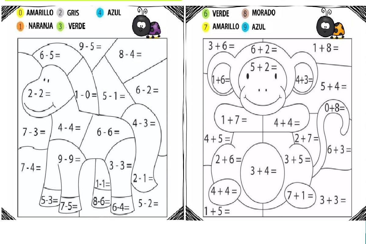 Colorea Por Numero Ejercicios De Sumas Y Restas ~ DIPLOMAS GAFETES Y ...