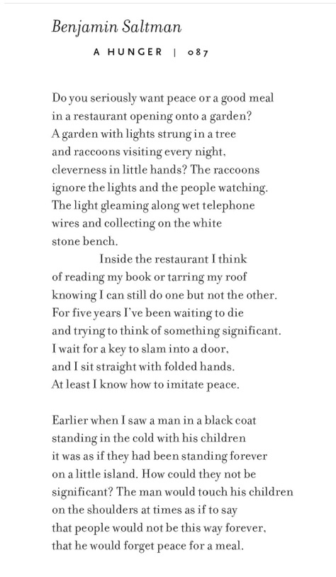 Read Good Poetry: 19 Jan 2019: "A Hunger" by Benjamin Saltman