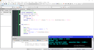 Program in C and C++ to Convert Binary to Decimal number Using ...