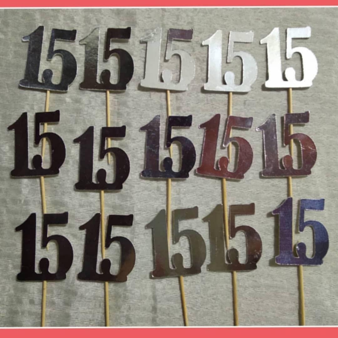 Mini Toppers Número 15 Metalizado - Mis Toppers Tus Toppers