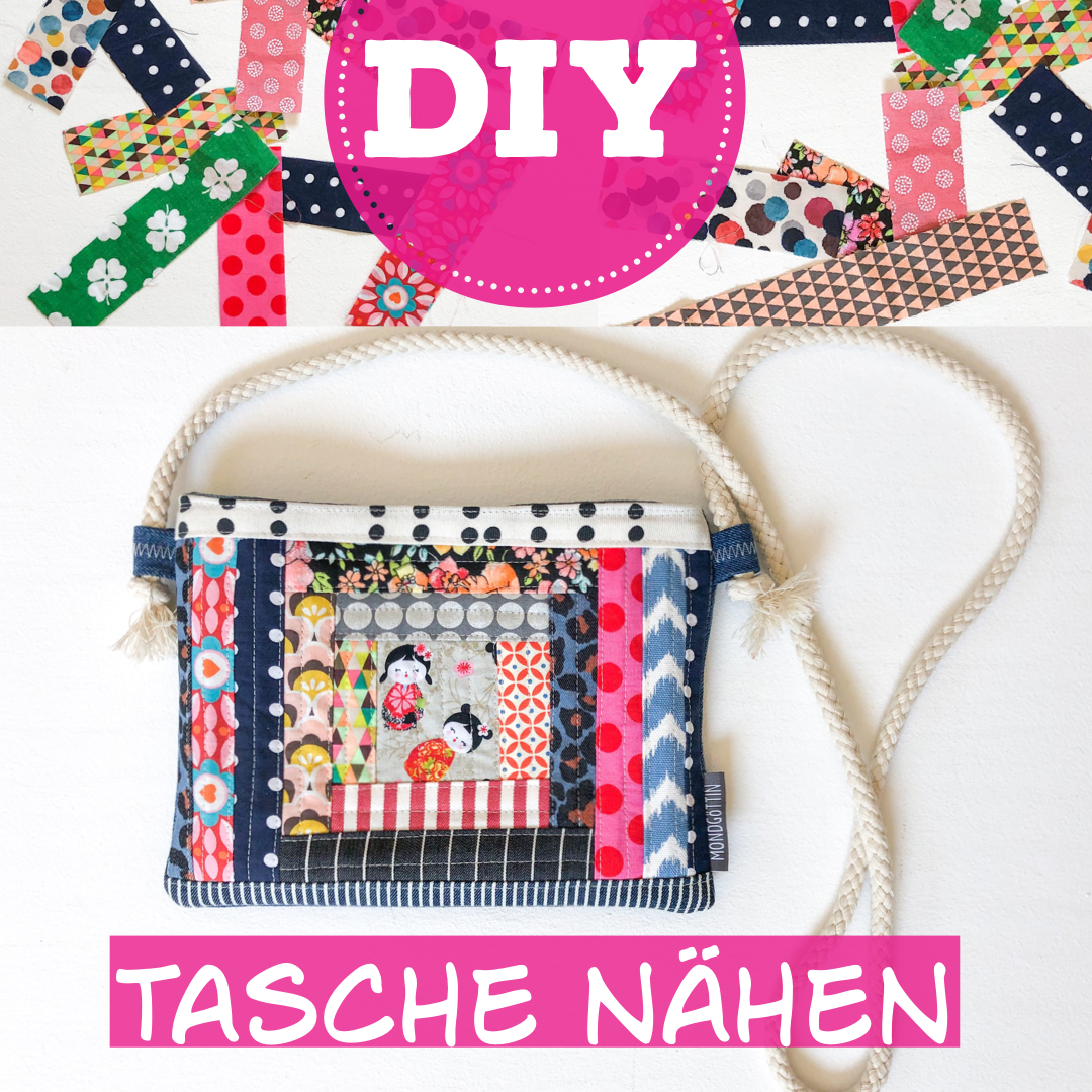 kleine Tasche mit Patchwork nähen - einfach und kostenlos - Mondgöttin