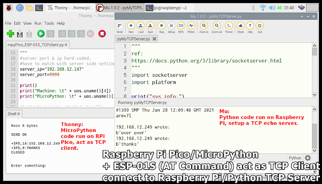 Hello Raspberry Pi: Pico/MicroPython + ESP-01S (AT Command) act as TCP Client connect to ...