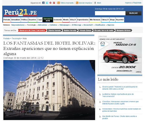 EL LADO OSCURO: LOS FANTASMAS DEL HOTEL BOLIVAR: Extrañas apariciones ...