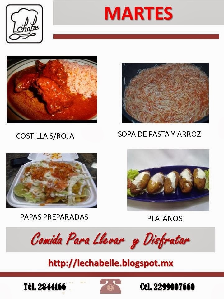 La cocina de Doña Chabe: DE LA VISTA NACE EL AMOR... MENU MARTES