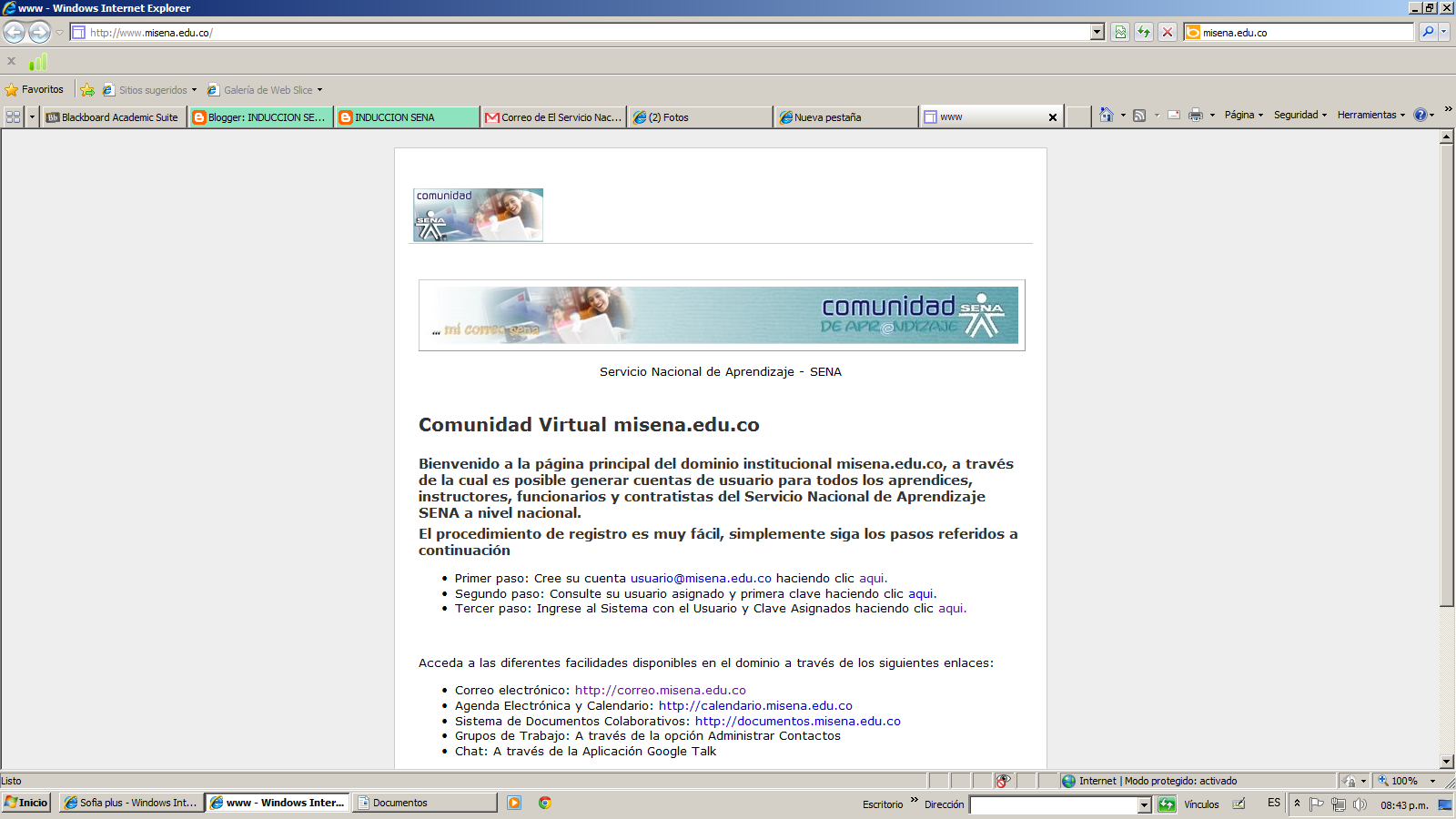 INDUCCION SENA: pasos para crear correo misena