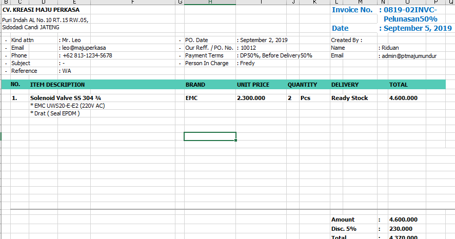 Contoh Invoice Excel Download Bahasa Indonesia - Esai Blog