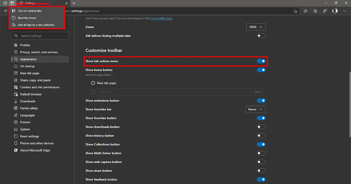 Microsoft Edge - Customize Toolbar is further optimized | Tekfiz ...