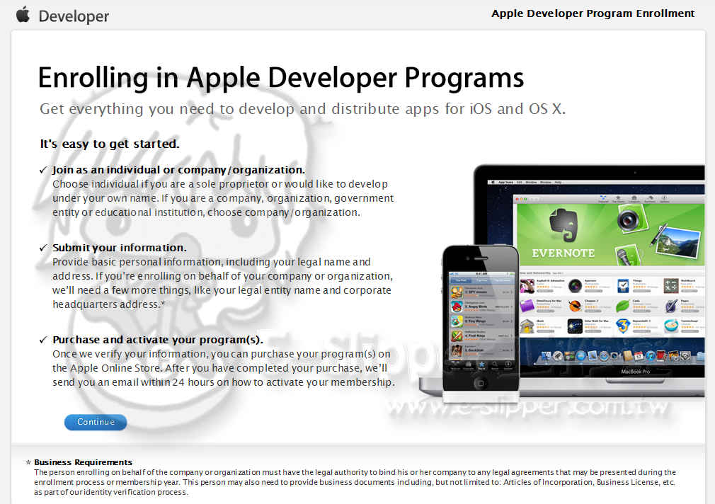 E-Slipper 工作室: iOS Developer Program 申請