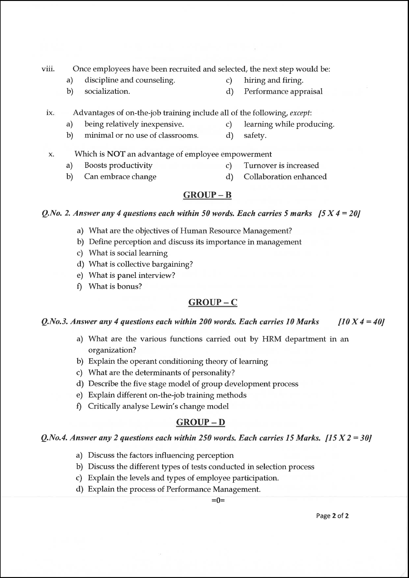 OSPU DOM Human Resource Management & Organisational Behaviour June 2018 ...