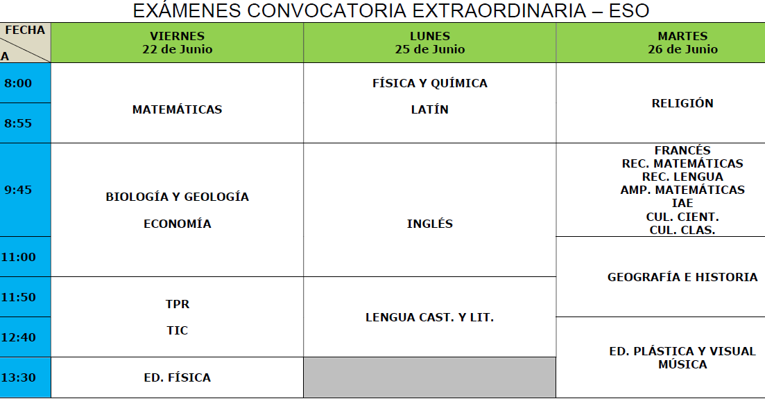 ColaboraBlog 4º ESO: EXÁMENES EXTRAORDINARIOS ESO
