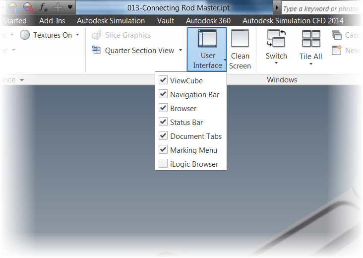 Several items can be controlled here